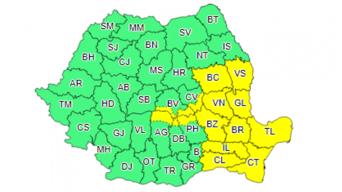 Cod Galben de furtuni și vijelii în mai multe județe din țară, inclusiv ...