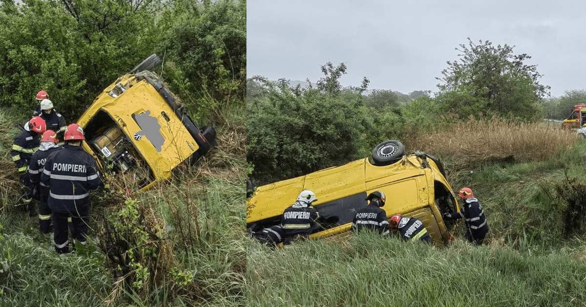 Accident rutier în județul Iași. O autoutilitară s-a răsturnat la ...