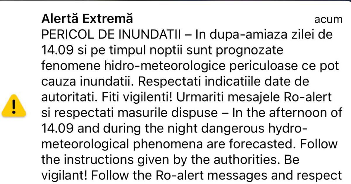 Ieşenii au primit mesaje Ro-alert! Sunt anunțate posibile inundaţii ...