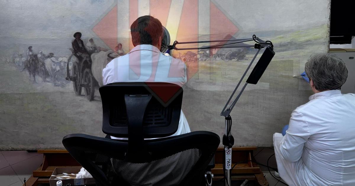 Imagini din timpul restaurării prestigiosului tablou "Car cu boi" de ...