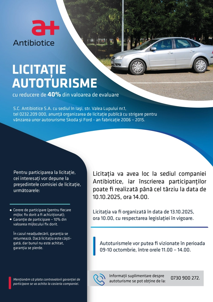 Antibiotice - Licitație autoturisme cu reducere de 40 % din valoarea de ...